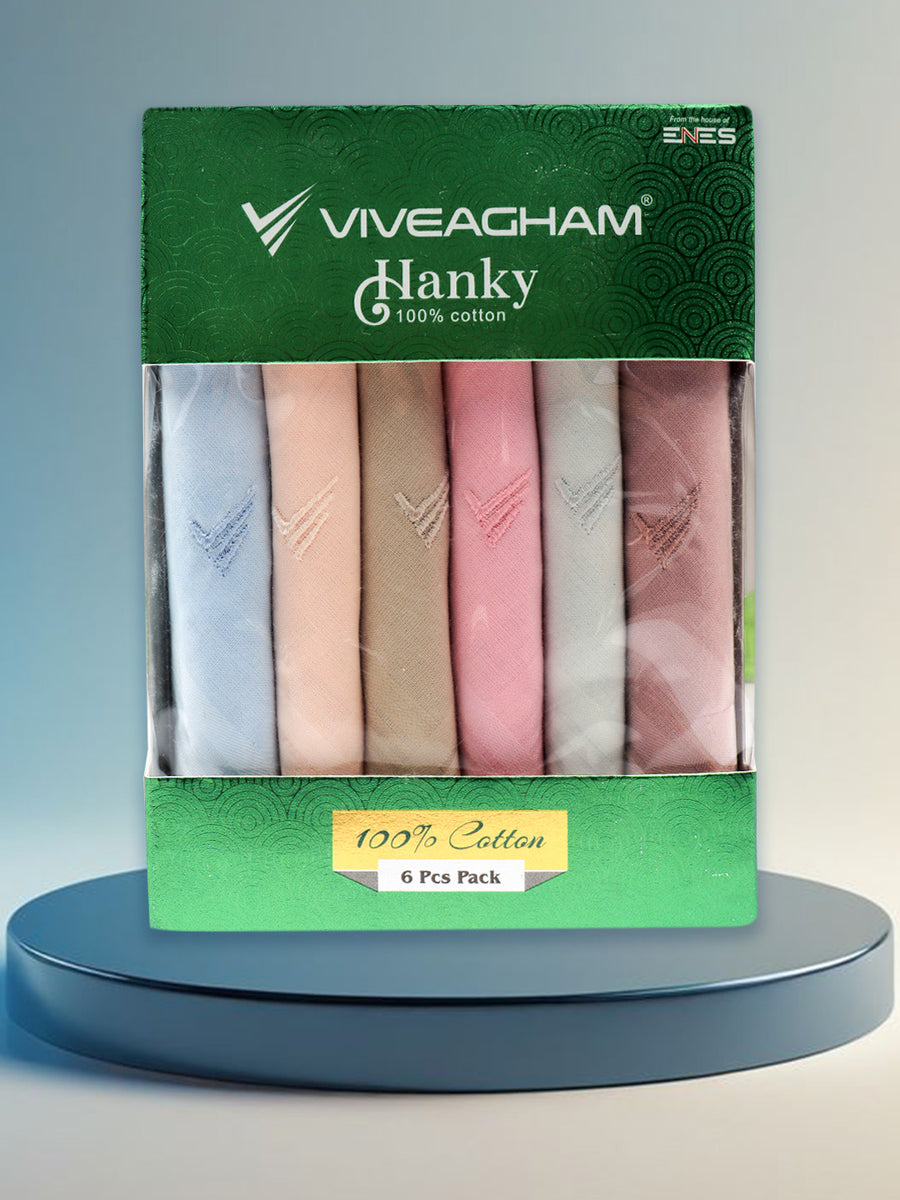 100% Cotton Asssorted Colour Hand Kerchief 6688(6 in 1) – Viveagham
